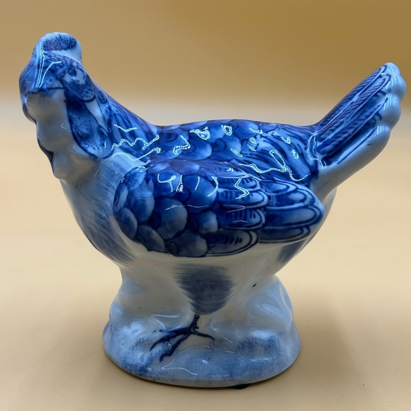 Vintage | Accents | Vintage Blue And White Porcelain Rooster Chicken ...